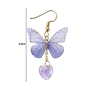 Zittop Charming Elegant Butterfly Heart Gem Earrings Earrings Stud Earrings Stud