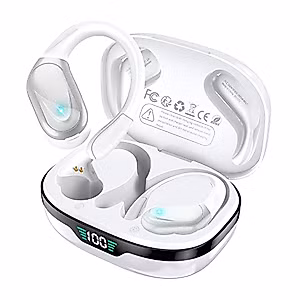 Falebare Wireless Earbuds, 75Hrs Playtime IPX6 Waterproof Bluetooth Headphones Sport Earphones with Wireless Charging Case & LED Digital Display Earphones with Earhooks HiFi Sound for Working and Gym