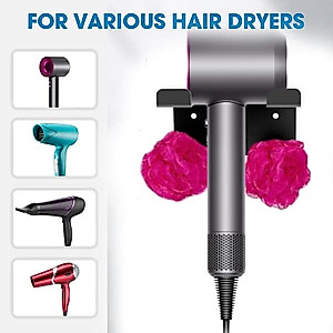 Hair Dryer Holder Wall Mounted - Hanging Blow Dryer |Blow Dryer Holder Rack for Dyson Supersonic Hair Dryer Stainless Steel , Hair Dryer Rack for Bathroom (Black)