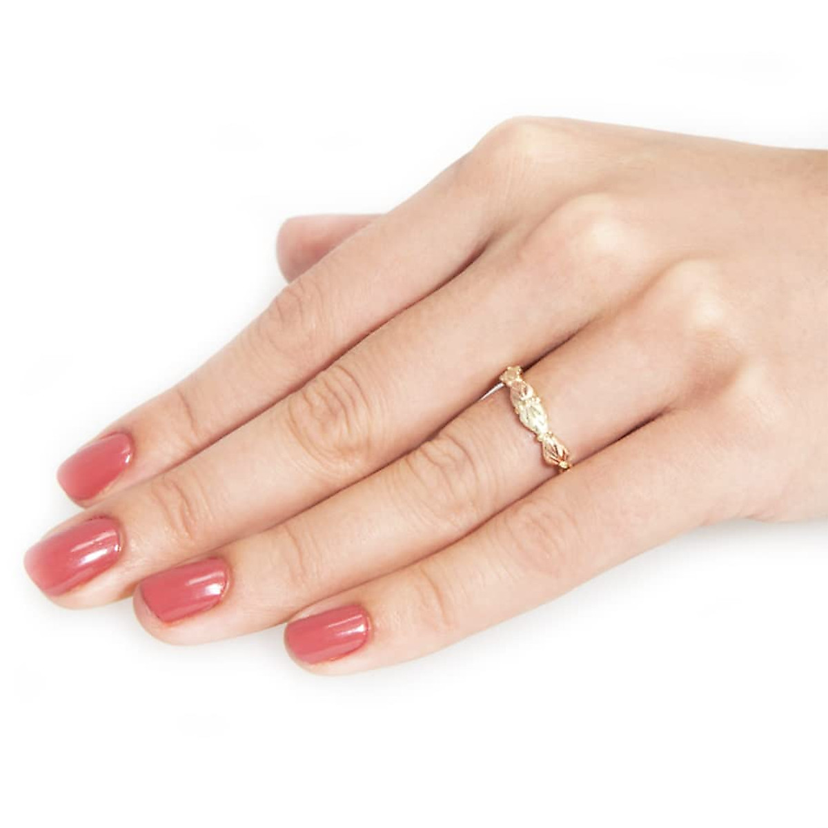 Petite Black Hills Gold Band, 10k Yellow Gold, 12k Pink and Green Gold Size 4