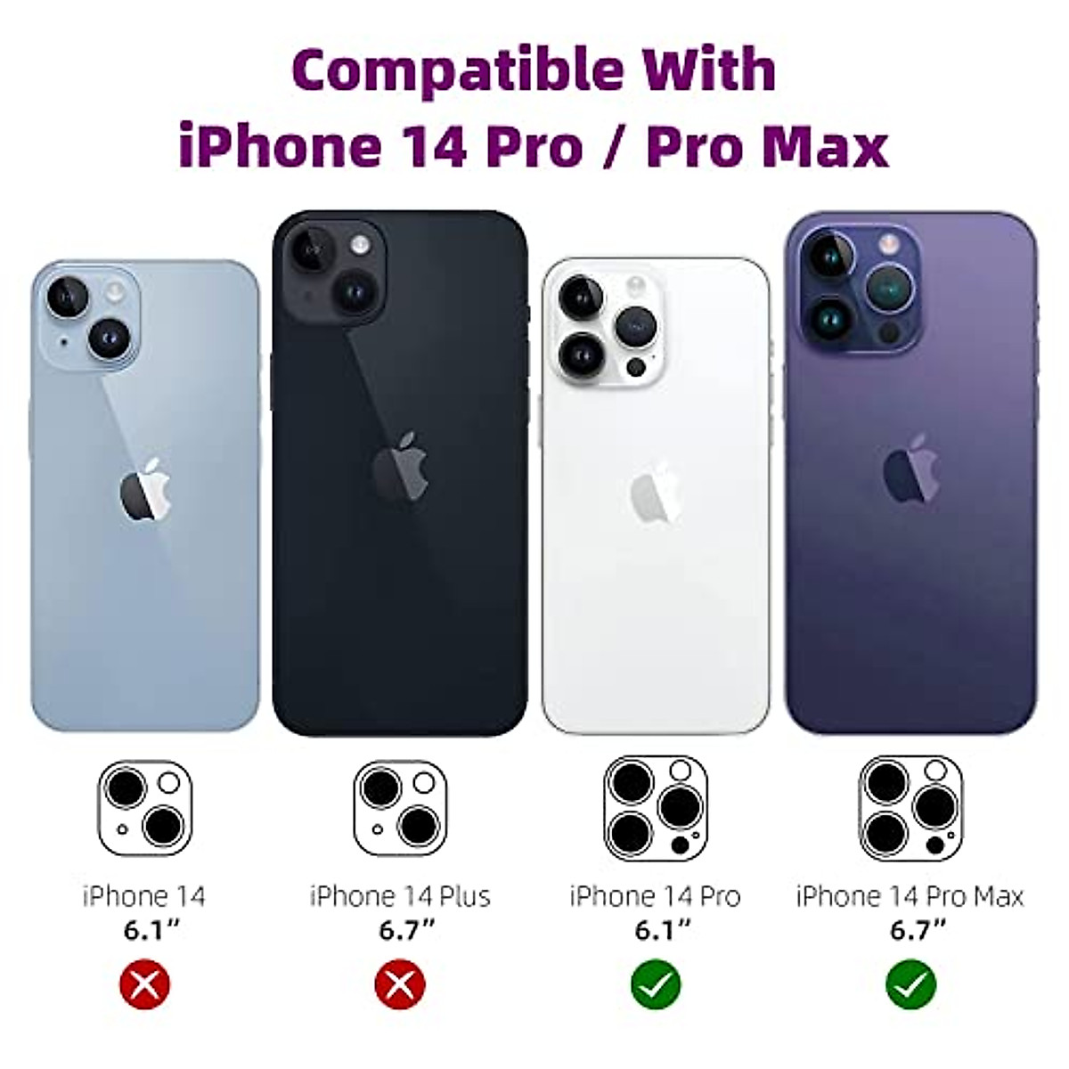 Corefyco Direct 3 Pack for iPhone 14 Pro - Max Camera Lens Protector, 9H Tempered Glass Cover, Anti-Scratch, Ultra HD, Easy Installation 6.1''/14 6.7'', Clear