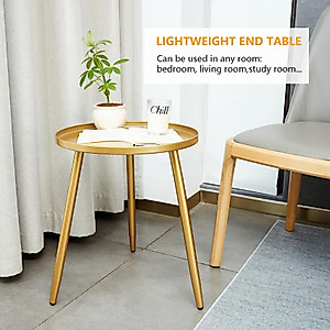 Round End/Side Tables for Living Room, Ideal for Any Room-Side Tables Living Room, Bedroom, Gold Plant Stand Balcony, Modern Coffee/Accent Table
