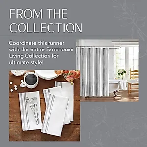 Elrene Home Fashions Living Homestead Stripe Table Runner, Farmhouse Kitchen Decor for Holiday or Everyday Use, 13" x 70", Gray/White