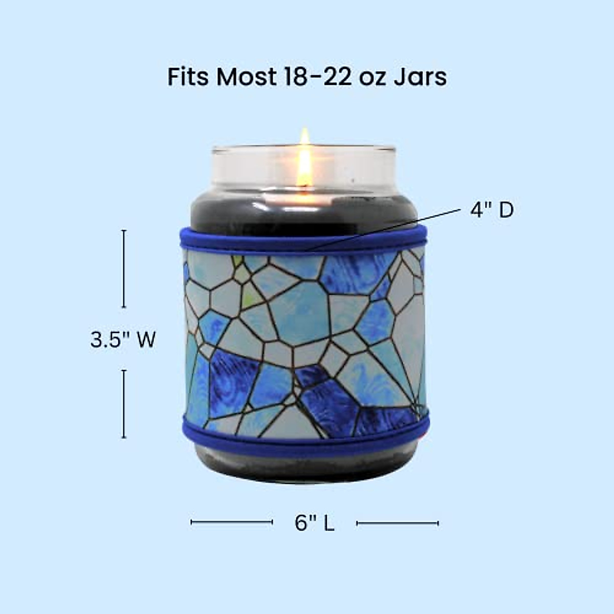 Soft Neoprene Candle Cozy for Standard 18 oz Candle Jar - Stained Glass