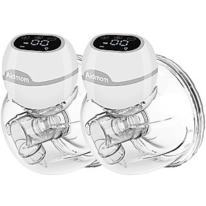 Aidmom Wearable Breast Pump Hands Free - S12 Pro Wireless Portable Elecctric Breast Pump for Breastfeeding, Double-Sealed Flange with Smart Display, Low Noise, 3 Modes, 9 Levels, 2 Pack