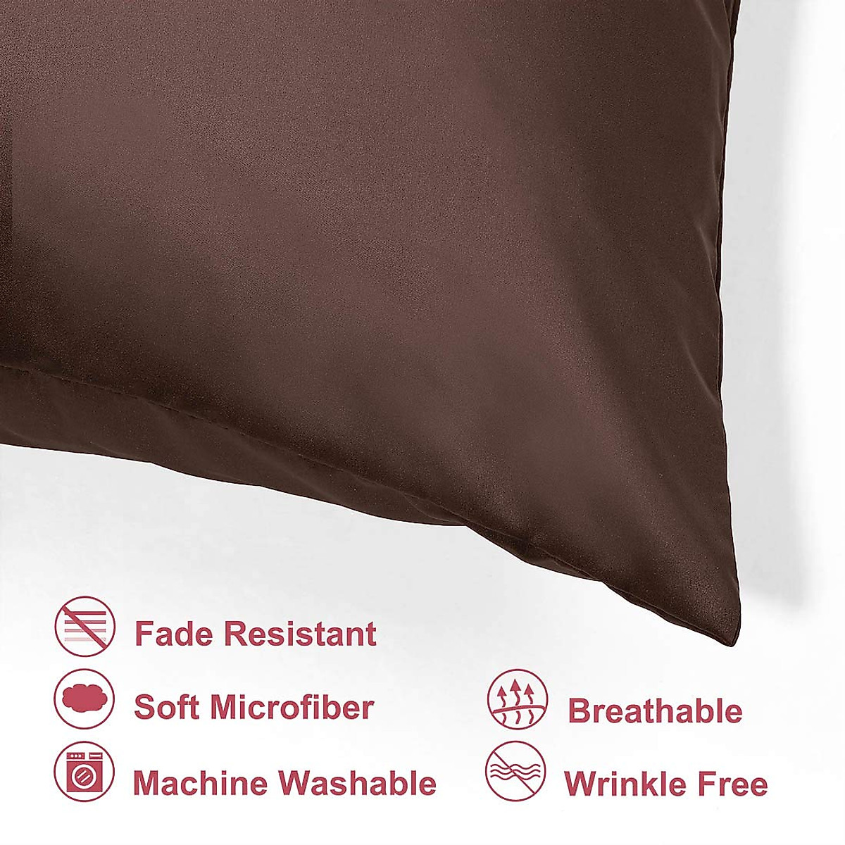 uxcell Standard Satin Pillowcase with Zipper, Super Soft and Luxury, Silky Pillow Cases Covers Set of 2, 21"x27", Brown