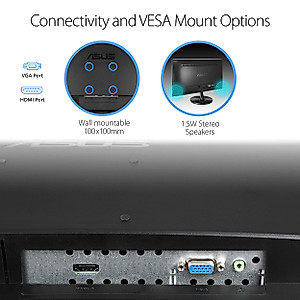 ASUS 21.5 inch Ultra Slim Gaming Computer Monitor - Full HD 1920x1080, 1ms Response Time, Built-in Speakers, HDMI Port, VGA Port - VP228HE