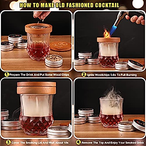 Bourbon Whiskey Cocktail Smoker Kit with Torch, OKYWILL Drink Smoker Infuser Kit with Four Flavors Wood Chips For Smoked Old Fashioned Cocktails, Whiskey Bourbon Gifts for Men, Fathers Day (No Butane)