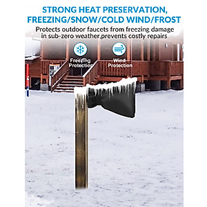 Outdoor Faucet Cover for Winter - Pro 7.1"W x 10.6"H Outdoor Water Faucet Cover Socks for Winter Freeze Protection Pipe Insulation Reusable Waterproof Insulated Spigot backflow Cover,Black
