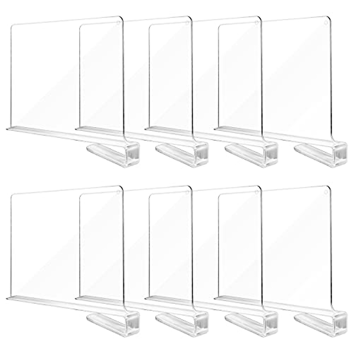HOLIIO 8PCS Acrylic Shelf Dividers,Clear,Plastic Closets Shelf and Separator Organization for Bedroom, Kitchen and Office