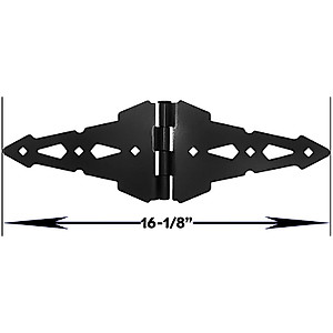 Western Style Black Wood Gate Hinges - Wood Fence Hinge Gate Kit, 8" Strap Gate Hinges - Wood Gate Hardware - Western Style