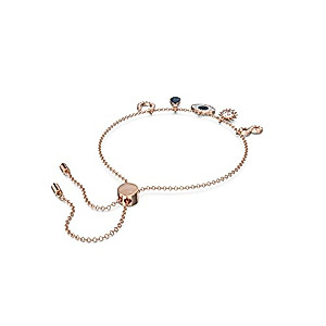 SWAROVSKI Women's Symbolic Evil Eye Charm Bracelet, Blue & White Crystal, Rose-Gold Tone Plated, One size