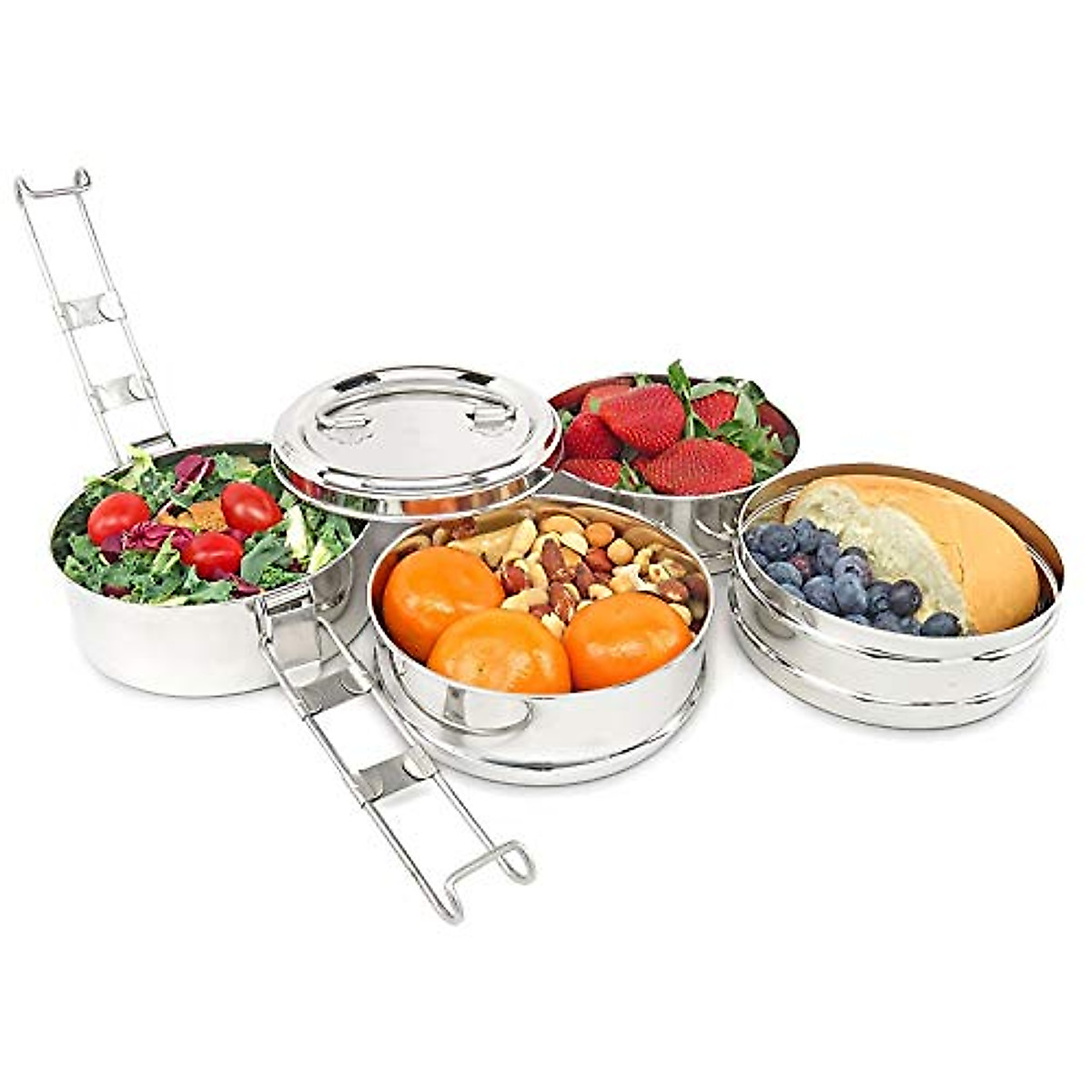 Lifestyle Block Stainless Steel Tiffin Style 4-Layer Round Stacking Lunch Box