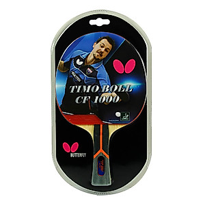 Butterfly Timo Boll Carbon Fiber Ping Pong Paddle | ITTF Approved Table Tennis Racket | Ping Pong Sponge and Rubber | Carbon Layers in Ping Pong Racket for Power | Professional Ping Pong Paddle, 1000 Model