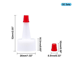 PH PandaHall 50 Pack 24/410 Squeeze Bottle Caps Red-Tip Caps Yorker Dispensing Cap with Red Seal Replacement Caps Twist Top Caps for Fragrance Oil Bottles Glue Bottles, Neck Diameter: 26mm