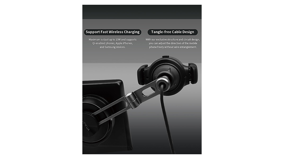 Jowua 6D Tesla Car Mount with Fast Wireless Charging