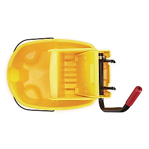 Rubbermaid Commercial Products, WaveBrake - Commercial Industrial Mop Bucket with Side-Press Wringer Combo on Wheels, 35 Quart, Yellow