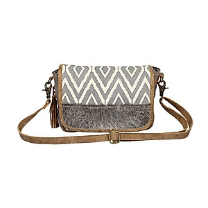 Myra Bag Utilitarian Upcycled Canvas & Cowhide Crossbody Bag S-1348