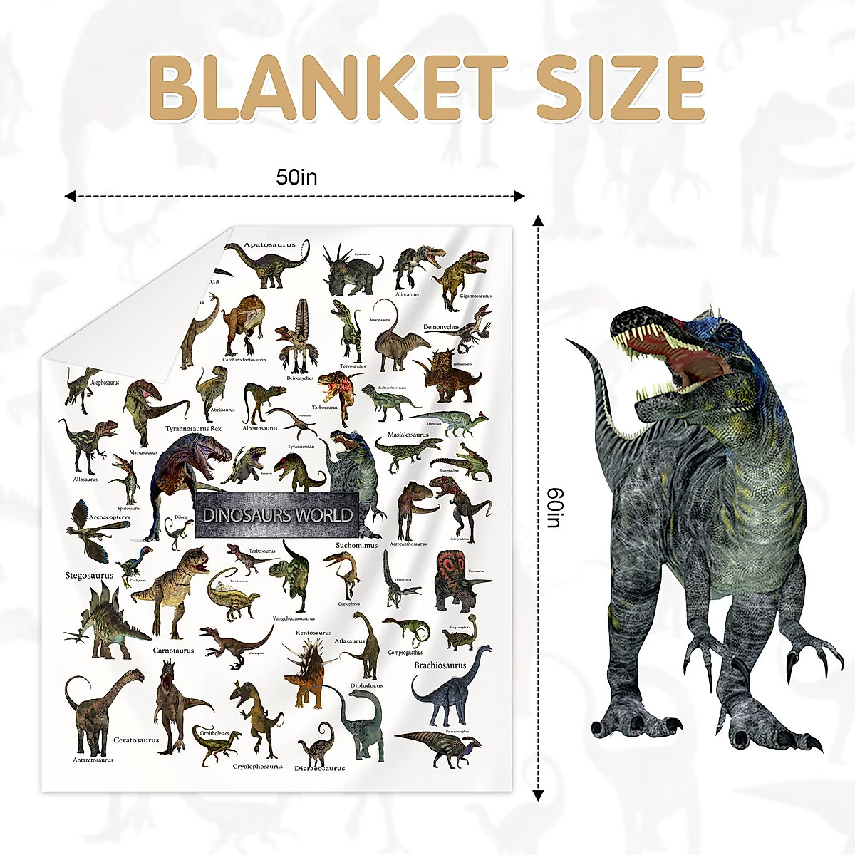 Kids Dinosaur Blanket for Boys Girls, Soft Toddler Baby Dinosaur Blanket for Boys Dinosaurs Gifts for Birthday Christmas, Lightweight Flannel Dino Blanket for Crib Nursery Bedding (Dino,40"x50")