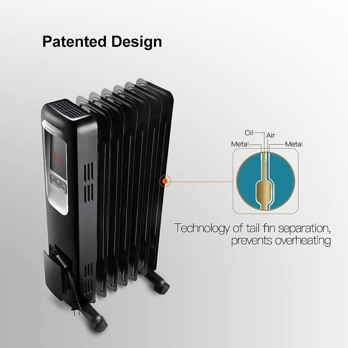 Space Heater, KopBeau 1500W Oil Filled Radiator Electric Heater with Digital Thermostat, 24 Hrs Timer & Remote, Portable Heater for Full Room Indoor
