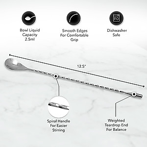 The Art of Craft Professional Bartending Set for Shaken and Stirred Drinks: Boston Cocktail Shaker, Hawthorne Strainer, Japanese Jigger, Bar Spoon and Crystal Mixing Glass