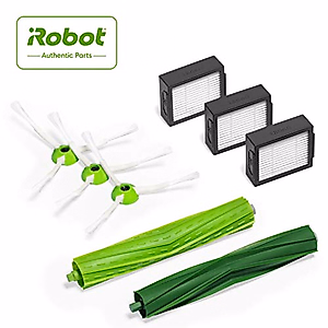 iRobot Roomba Authentic Replacement Parts - Roomba e, i, & j Series Replenishment Kit, (3 High-Efficiency Filters, 3 Edge-Sweeping Brushes, and 1 Set of Multi-Surface Rubber Brushes),Green - 4639168