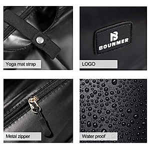 Bounmer Sports Gym Bag Travel Duffel Bag with Dry Wet Pocket and Shoes Compartment for Women, Large Waterproof Foldable Yoga Bag Weekend Bag for Beach Swim Pool Sports Gym (Black)