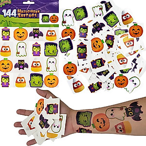 The Dreidel Company Halloween Temporary Tattoos, Great For Birthday Party Favors, Classrooms, Favor & Goody Bags, And Party Supplies, 2" Inches Assorted (144-Pack)