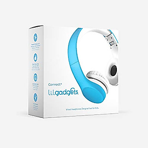 LilGadgets Connect+ Kids Headphones Wired with Microphone, Volume Limiting for Safe Listening, Adjustable Headband, Cushioned Earpads for Comfort, Toddler Headphones, Blue