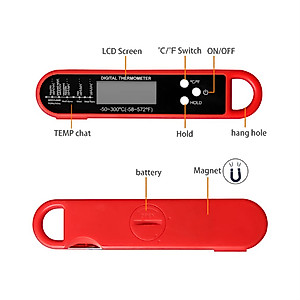 Digital Meat Thermometer Waterproof Instant Read Meat Thermometer for Kitchen Ultra Fast Reading Food Thermometer for Cooking Candy Deep Fry Liquids Beef Kitchen Baking Smoker Grill BBQ