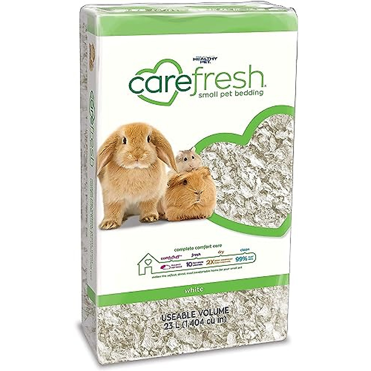 carefresh 99% Dust-Free White Natural Paper Small Pet Bedding with Odor Control, 23 L