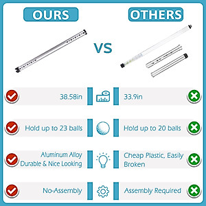 River Hill Golf Golf Ball Retriever, Aluminum Alloy Picker Upper Tube, 23 Golf Balls Shagger Grabber, 38.6 Inch Ball Collector, Pickup Tool Device for Men Women