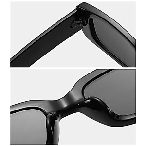 IKANOO Retro Rectangle Sunglasses for Women Men Small Square Frame Trendy Y2K 90’s Black Sunglasses (Beige Frame Tea Lens)
