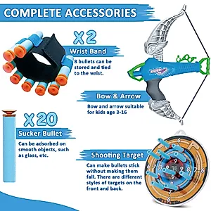 Britik Bow and Arrow for Kids Toys - Archery Set with 20 Suction Cup Arrows, Gifts for Boys Girls Toddler Age 4 5 6 7 8 Year Old