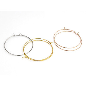 3 Pairs Big Wire Hoop Earrings 50mm 18k Gold Silver Rose Gold Plated on Stainless Steel 2 inch Large Thin Hoops Earring Set Minimal Jewelry for Women Girls