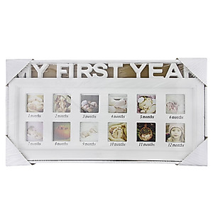 Picture Frames,Baby My First Year Photos Frame Photo Moments Keepsake Picture Frame Girls Boys Multi Photo Impression Kit Newborn Baby Infant Shower Frame Birthday Xmas Memories Christening Gifts