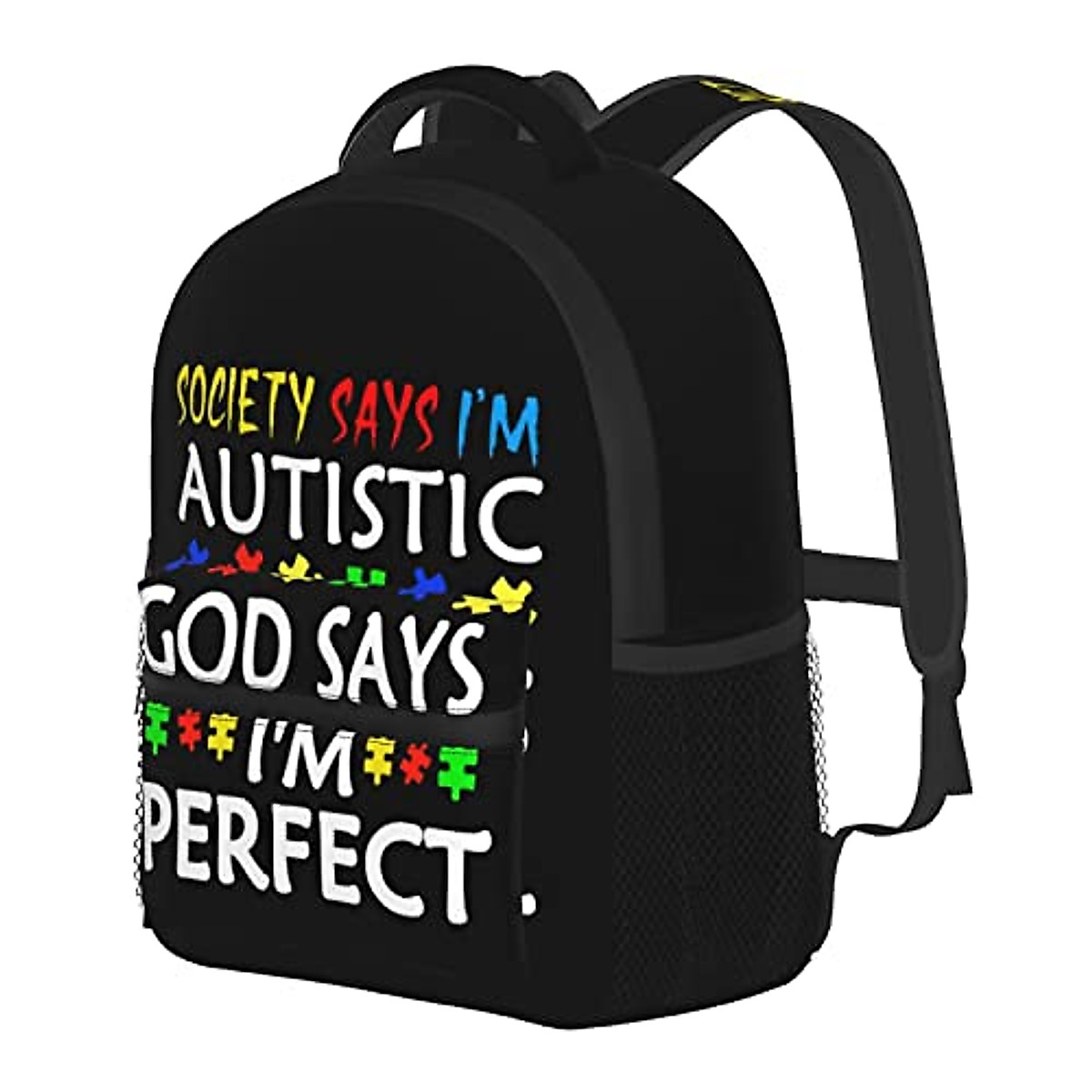 Society Say I'M Autistic God Says I'M Perfect Kids Backpack For Boys Girls Elementary Kindergarten Preschool School Bag Multifunctional Cute Large Capacity Backpack
