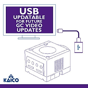 Gamecube HDMI Adapter Lead for The Nintendo Gamecube Running GCVideo Software. Supports 2X Line-Doubling and Includes Remote Control. A Simple Plug & Play Gamecube Adapter Solution by Kaico