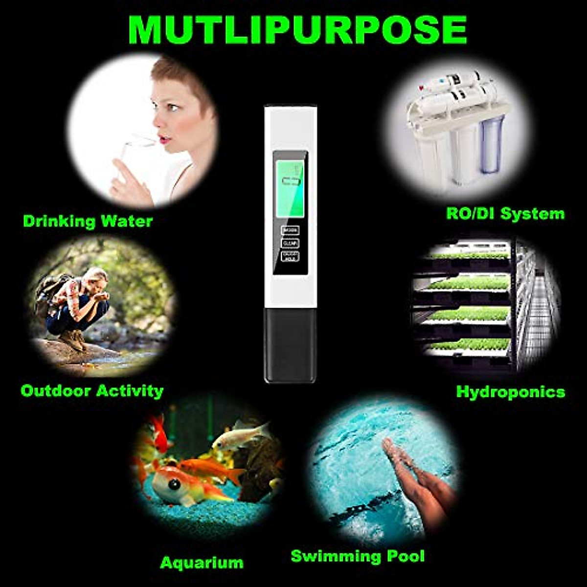 TDS Meter,Accurate and Reliable,Water Testing Kits for Drinking Water,Professional Water Meter,TDS, EC & Temp Meter 3 in 1(White)