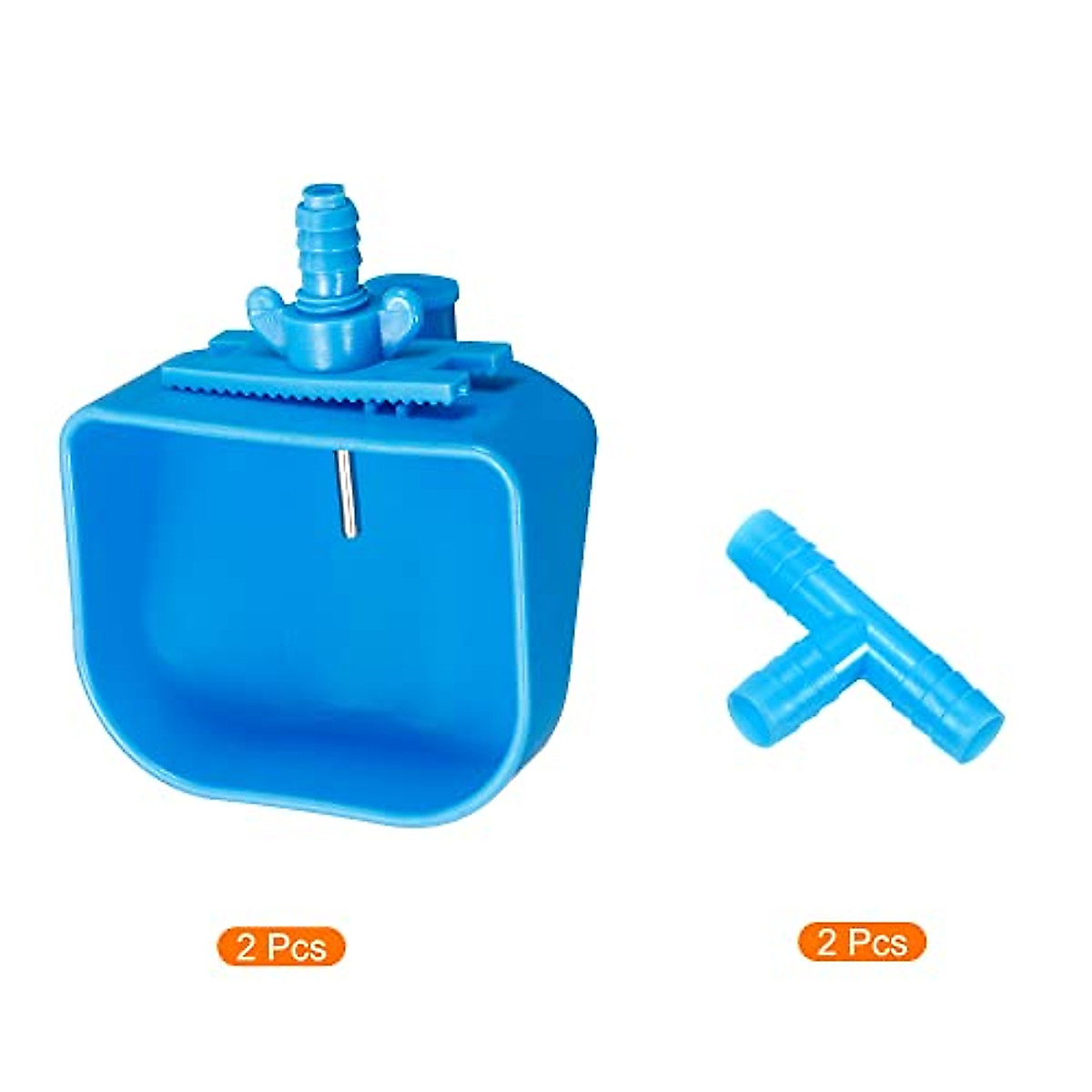 PATIKIL 88mm Width Rabbit Waterer Cups, 2 Pack Automatic Poultry Nipple Drinker Bowl Spilt for Small Animals Hamster Drinking, Blue
