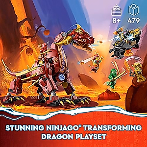 LEGO NINJAGO Heatwave Transforming Lava Dragon 71793 Building Toy Set, Features a Ninja Dragon, a Hovercraft Vehicle and 5 Minifigures, Lava Dragon Toy for Kids Ages 8+ Who Love Ninja Adventures