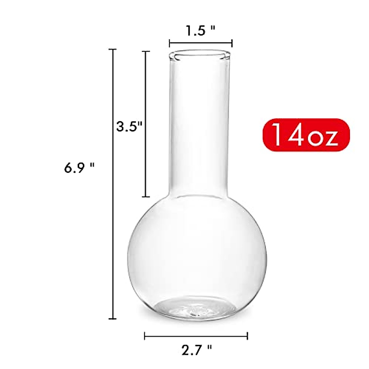 INFTYLE Creative Tube Cocktail Glass Set of 2-14oz Distilling Flask Clear Glass for Cocktail Martini Tequila Margarita for Party, Home Bar or Gift