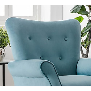 Blue Accent Chair, Unique Chair Armchair Solid Wood Comfy Modern Home Furniture for Living Room 32" Lx28.75 Wx38.25 H