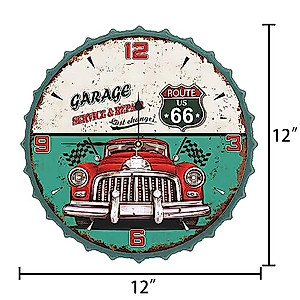 Vintage Lid Shape Wall Clock, 12-Inch Iron Wall Clock, Suitable for Office, Bar, Bedroom, Living Room (Blue)