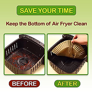 Air Fryer Disposable Liners: 50 pack, 7.9 Inches Disposable air fryer liners with Bamboo Tong. Round paper liners for air fryer basket, large size.