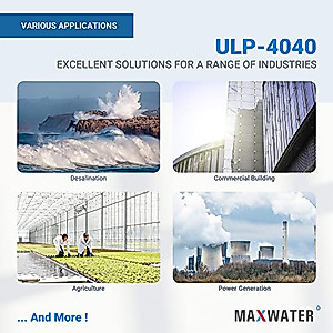 Max Water Reverse Osmosis Ultra Low Pressure 4040 Commercial RO Membrane (ULP-4040:2600GPD), 4" x 40" Good for Industrial, Pharma, Boiler, Food Applications, Agricultural, Whole House (Pack of 12)