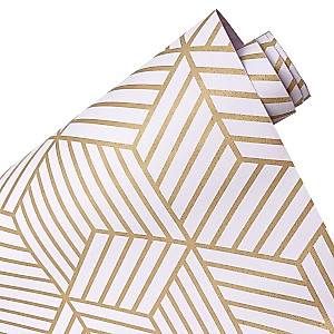 Yifely Golden Stripes Drawer Liner Self-Adhesive Shelf Covering Paper Waterproof Protect Furniture Countertop Surface 17.7 Inch by 9.8 Fee