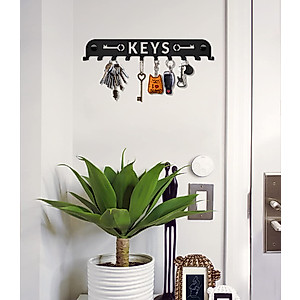 SirHoldeer Metal Key Rack, 10 Hooks, Farmhouse Modern Wall Mounted Key Holder for Home, Office, Entryway Decor, Durable Steel, Adjustable Easy Install, Gift