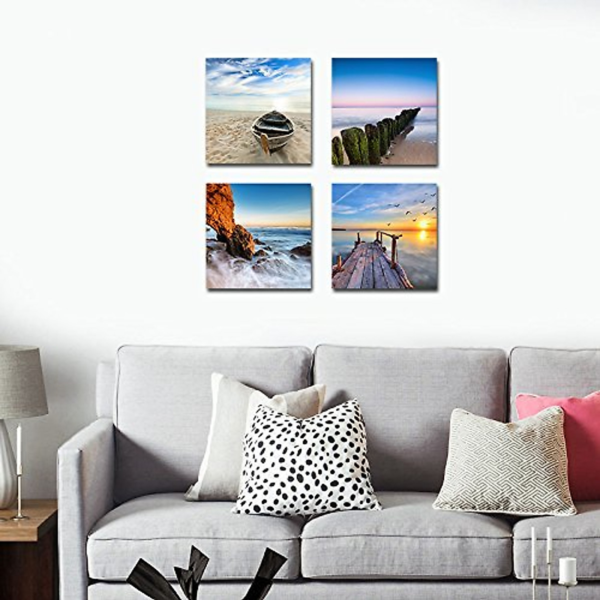 Wieco Art Beach Pictures Canvas Wall Art Bathroom Decor Beach Seaview Wall Decor Ocean Nautical Bathroom Pictures Canvas Painting Bedroom Art Bathroom Accessories Coastal Themed Home Decorations