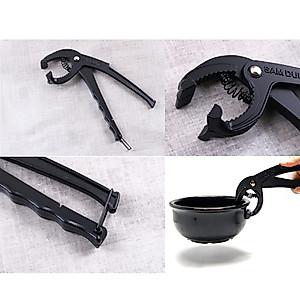 LENITH Aluminum Hot Pot Tongs Holder for Korean Stone Ceramic Bibimbap Bowl, Dolsot, Ddukbaegi, Sizzling Hot Pot (Black)